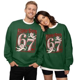 Generic Sweat-shirt sans capuche &agrave; col rond imprim&eacute; pour la Saint-Valentin 2026 pour homme et femme, vert fonc&eacute;, S