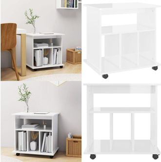 vidaXL Vidaxl - Rollschrank Hochglanz-Weiß 60x45x60 cm Holzwerkstoff - Rollschränkchen - Schreibtischorganizer - Bürobedarf - Weißer Schrank - Regal - Home