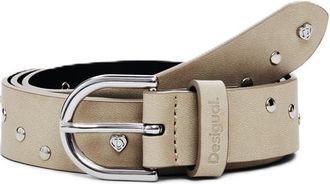 Desigual Damen Belt_Heart Studs Ecru Gürtel, braun, 95 cm