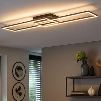 Leuchten Direkt Plafonnier LED à intensité variable via linterrupteur Plafonnier design noir Lampe de salon, mobile, 36W 2200lm blanc chaud, LxlxH 102x60x7,3 cm