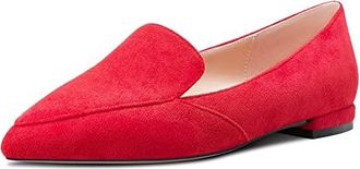 Castamere Femmes Bas Talon Heel Pointu Bout Slip-on Escarpins Mariage Bureau Chaussures Rouge Su&egrave;de 40 EU