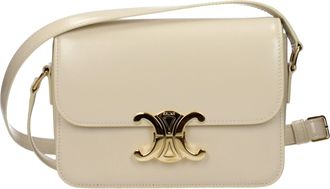 Celine Sac bandouli&egrave;re Celine Teen Triomphe Femmes Cuir Beige/Cr&egrave;me