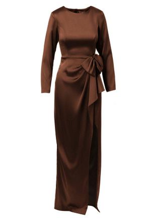 Adrianna Papell Abendkleid Stretch Satin Ruffle Gown Elegantes und schickes Kleid mit Schleifendetail