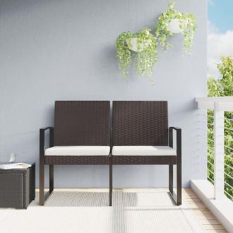 vidaXL Vidaxl - Gartenbank 2-Sitzer mit Kissen Braun PP-Rattan