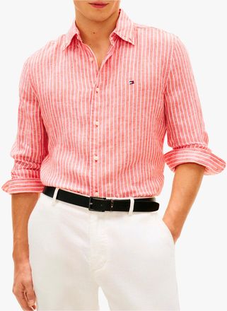 Tommy Hilfiger Chemise droite ray&eacute;e &agrave; logo en lin