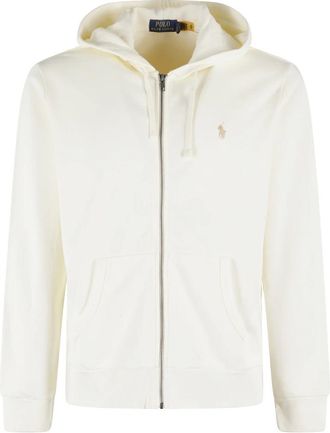 Polo Ralph Lauren Homme, Sweatshirts et sweats &agrave; capuche, Blanc, Taille: XL Sweat &agrave; capuche cr&egrave;me avec fermeture &eacute;clair