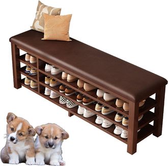 Generic Mudroom Bench Schuh Aufbewahrung Eingangsorganisator Hochleistungsholzkonstruktion mit Sitz für Eingang der Fronthalle Familie braun 100cm