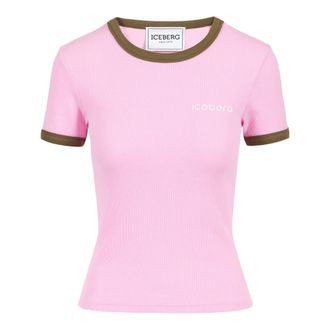 Iceberg Femme, Tops, Rose, Taille: 36 FR T-Shirt Slim en Jersey C&ocirc;tel&eacute;