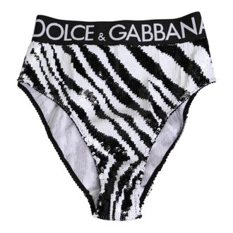 Dolce & Gabbana Gestreifte High-Waist-Slip-Unterw&auml;sche - - Underwear - Damen - Wei&szlig; - S