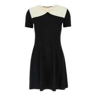 Valentino Garavani Mini-Kleid aus zweifarbigem Stretch-Strick mit Schleifendetail - - Dresses - Damen - Schwarzk - S