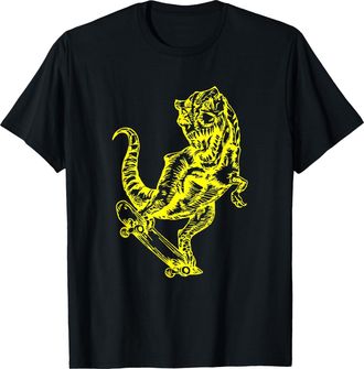 Seembo Dinosaurier-Skater-Tier-Skateboarding, lustiges Skateboard T-Shirt