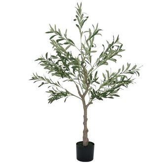 HOMCOM Olivier Artificiel 120 cm Plante Artificielle int&eacute;rieur Arbre Artificiel en Pot avec des Feuilles et Fruits r&eacute;alistes, Fausse Plante Vert d&eacute;coration p
