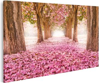 Islandburner Prime Bild auf Leinwand Romantische Tunnel Rosa Blume Bäume Fallen Blütenblatt Über Blüte Baum Bilder Wandbilder Poster