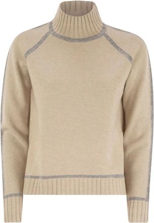Max Mara Femme, Pulls, Beige, Taille: 38 FR Col roul&eacute;s