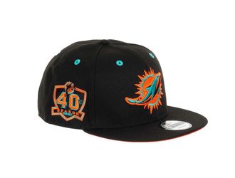 New Era Miami Dolphins NFL Team Colour 40 Seasons Sidepatch Black 9Fifty Snapback Cap - One-Size