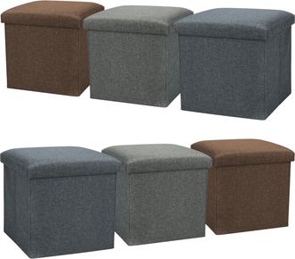 Com-Four 6X Faltbarer Hocker - Sitzhocker mit Stauraum - Aufbewahrungsbox zum Sitzen - 40 L