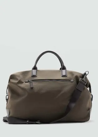 Mango Sac bowling avec d&eacute;tails en cuir kaki - Homme - Taille unique - MANGO MAN