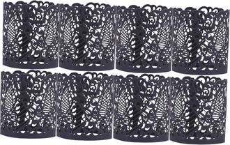 Cabilock 20 St&uuml;ck LED Kerzen Lampenschirm aus Papier Schwarz Kreative Hohlschirm Abdeckung f&uuml;r Elektronische Teelichter Party und Hochzeitsdeko