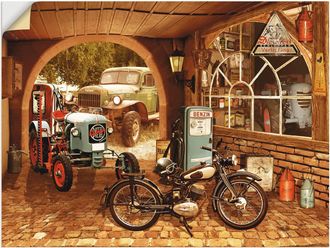 Artland ARTland Wanddeko Wandtattoo selbstklebende Vinylfolie 120x90 cm Oldtimer Garage Auto Traktor Motorrad Vintage T6HX