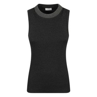 PESERICO Micro-Rippstrick-Jersey-Oberteil - - Tops - Damen - Grau - XS