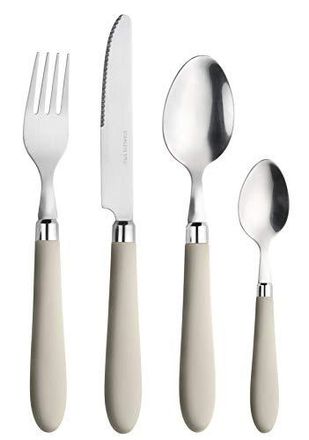 Pintinox Prima Collection - Daisy - Ensemble de 24 couverts color&eacute;s, en acier inoxydable, sans nickel, avec poign&eacute;e de couleur : sable, avec bo&icirc;te cadeau