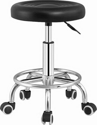 Yagosodee Rollhocker, Rund Arbeitshocker H&ouml;henverstellbar Sitzhocker Ergonomischer Hocker Rollen mit Fu&szlig;st&uuml;tze Polsterung Drehhocker f&uuml;r Spa Zeichnung Salon Arb