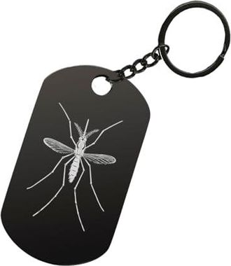 Generic Porte-clés en acier gravé au laser avec logo moustique, Noir