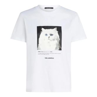 Karl Lagerfeld Femme, Tops, Blanc, Taille: 38 FR Portrait T-shirt