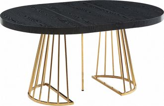 Vente-Unique Esstisch ausziehbar - 2 bis 12 Personen - MDF & Stahl - Schwarz & Goldfarben - FIRELA