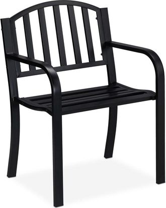Relaxdays Relaxdays - Chaise de jardin, fauteuil moderne avec accoudoirs, extra-large, acier, h x l x p : 82 x 60 x 48,5 cm, noir