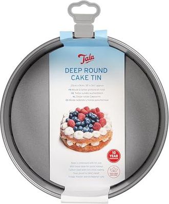 Tala Moules &agrave; G&acirc;teau Profonds 20 cm, Fond Amovible, Moule &agrave; G&acirc;teau Haut Antiadh&eacute;sif R&eacute;partition Uniforme de la Chaleur Plateau &agrave; P&acirc;tisserie en Acier au Car