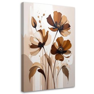 Feeby Quadro Su Tela, Fiori Beige In Una Composizione Delicata E Moderna. - 40x60