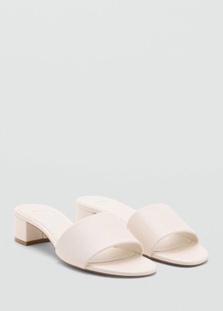 Mango Sandales lani&egrave;re &agrave; talon bloc &eacute;cru - Femme - 35 - MANGO