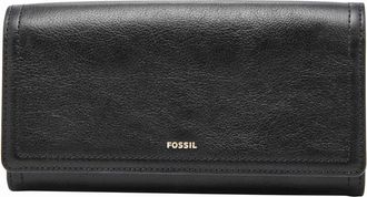 Fossil Brieftasche f&uuml;r Frauen Logan, Leder/Polyurethan Trim Klappe Clutch schwarz 19,4 cm L x 2,5 cm B x 10,2 cm H SL7833001