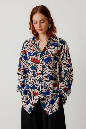 SKFK Damen vegan Hemd Amagoia Mehrfarbig Blau/Rot