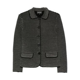 Emporio Armani Rippstrick-Cardigan mit Streifen - - Knitwear - Damen - Schwarzk - 2XS