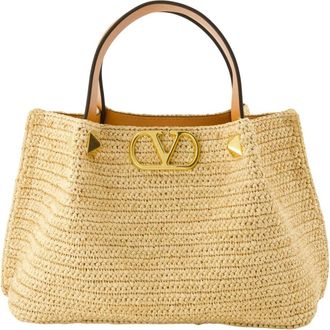 Valentino Garavani Femme, Sacs, Beige, Taille: ONE Size VLogo Raffia Tote