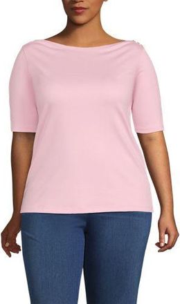 Lands End Supima-Shirt aus Baumwolle mit U-Boot-Ausschnitt, Damen, Größe:52-54 plus, Pink, Baumwolle, by Lands End