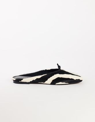 Topshop Blythe flache Mule mit Knoten im Zebra-Print aus Echtleder-Multi
