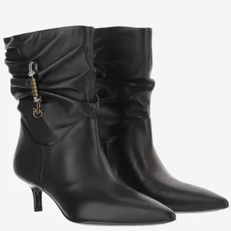 Pinko Womens Ankle Boots Gloria Leather Black Upper: Goat
