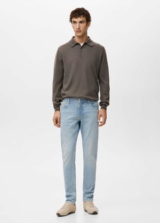 Mango Slim-Fit-Jeans Jan im Used-Look hellblau - Herren - 36 - MANGO MAN
