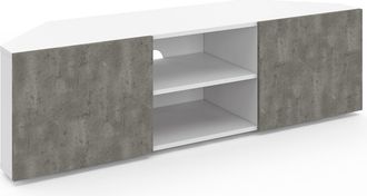 IDMarket TV-Schrank 110 cm Eckig ELI weiß Türen Betonoptik