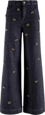 Nenette Jeans palazzo castoni gioiello - Femme - Jeans - Noir - Taille: W29