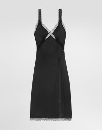 Dolce & Gabbana Silk Satin Slip Dress - Frau Kleider Schwarz Seide 42