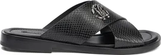 Roberto Cavalli sandales &agrave; effet peau de serpent - Noir
