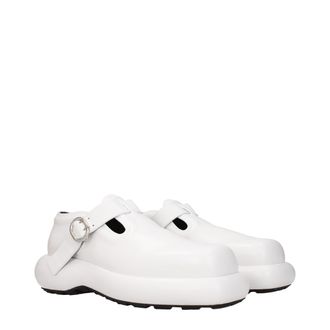 Jil Sander Womens White Leather Slip-On Loafers
