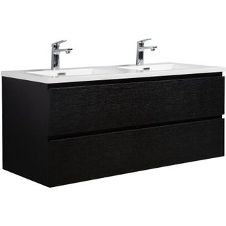 Badplaats Badezimmer Badm&ouml;bel-Set Angela 120cm - Schwarz Holz - Unterschra