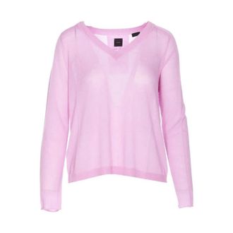 Pinko Multicolor Plain Strick V-Ausschnitt Pullover - - Knitwear - Damen - Rosa - L