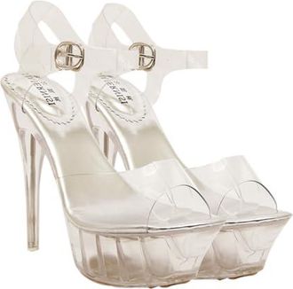 Frcolor Sandales &agrave; Talons Hauts Femme Anti-d&eacute;rapantes &Eacute;t&eacute; Chaussures Mode avec Talons Cristal Argent&eacute; Confortables et &Eacute;l&eacute;gantes pour Soir&eacute;es et Sorties