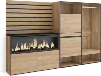 Skraut Home | Sideboard, Kommode | Aufbewahrungsschrank | 227x145x35 cm | F&uuml;r Schlafzimmer, Zimmer | Elektrokamin XXL | Schuhschrank | Offener Kleiderschrank | Mo